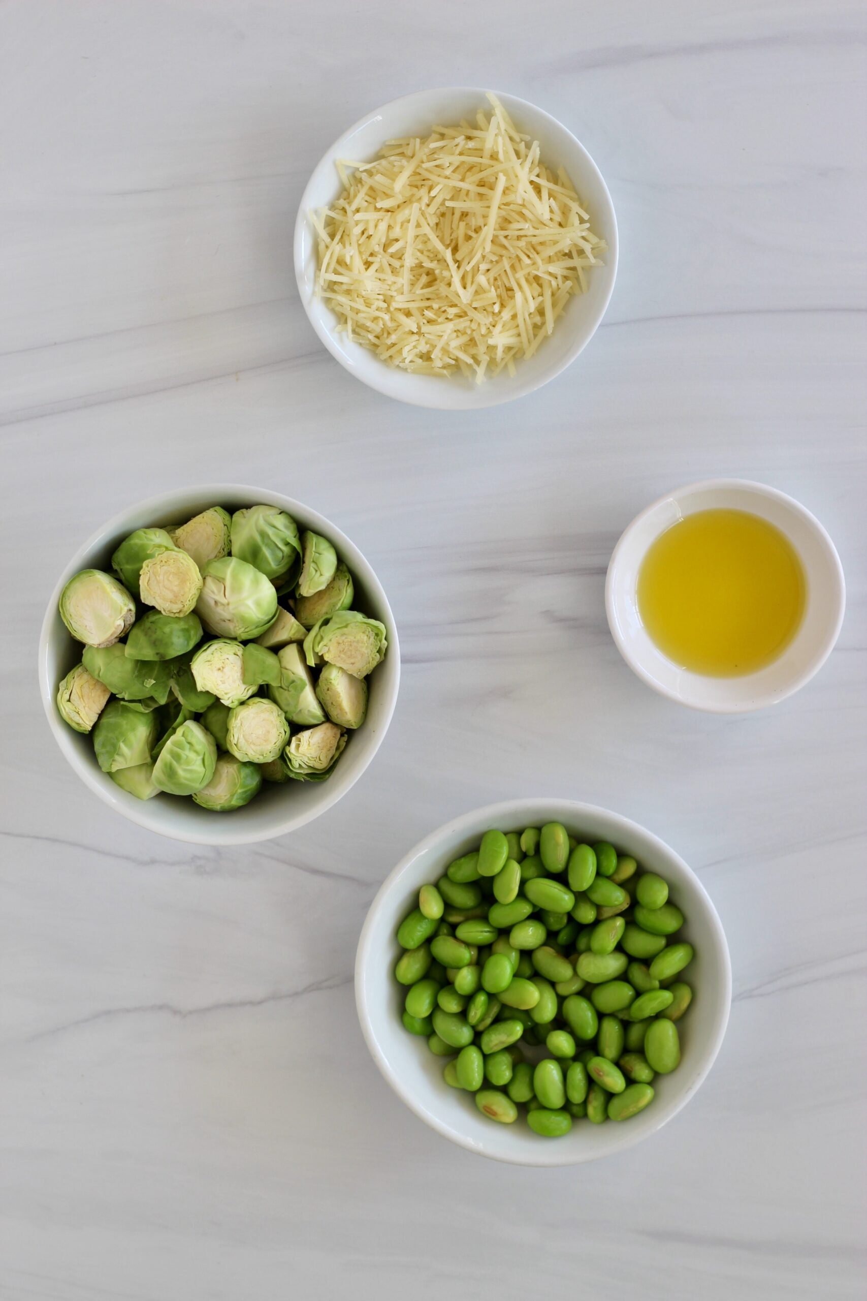 Air Fryer Edamame with Brussels Sprouts (And Parmesan!)
