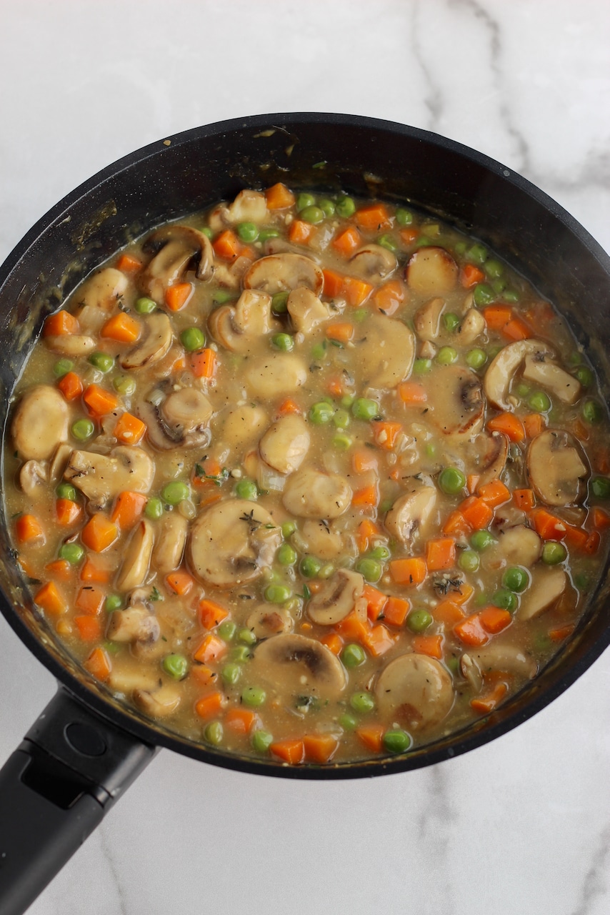 Deconstructed Chicken Pot Pie - Topped with Biscuits