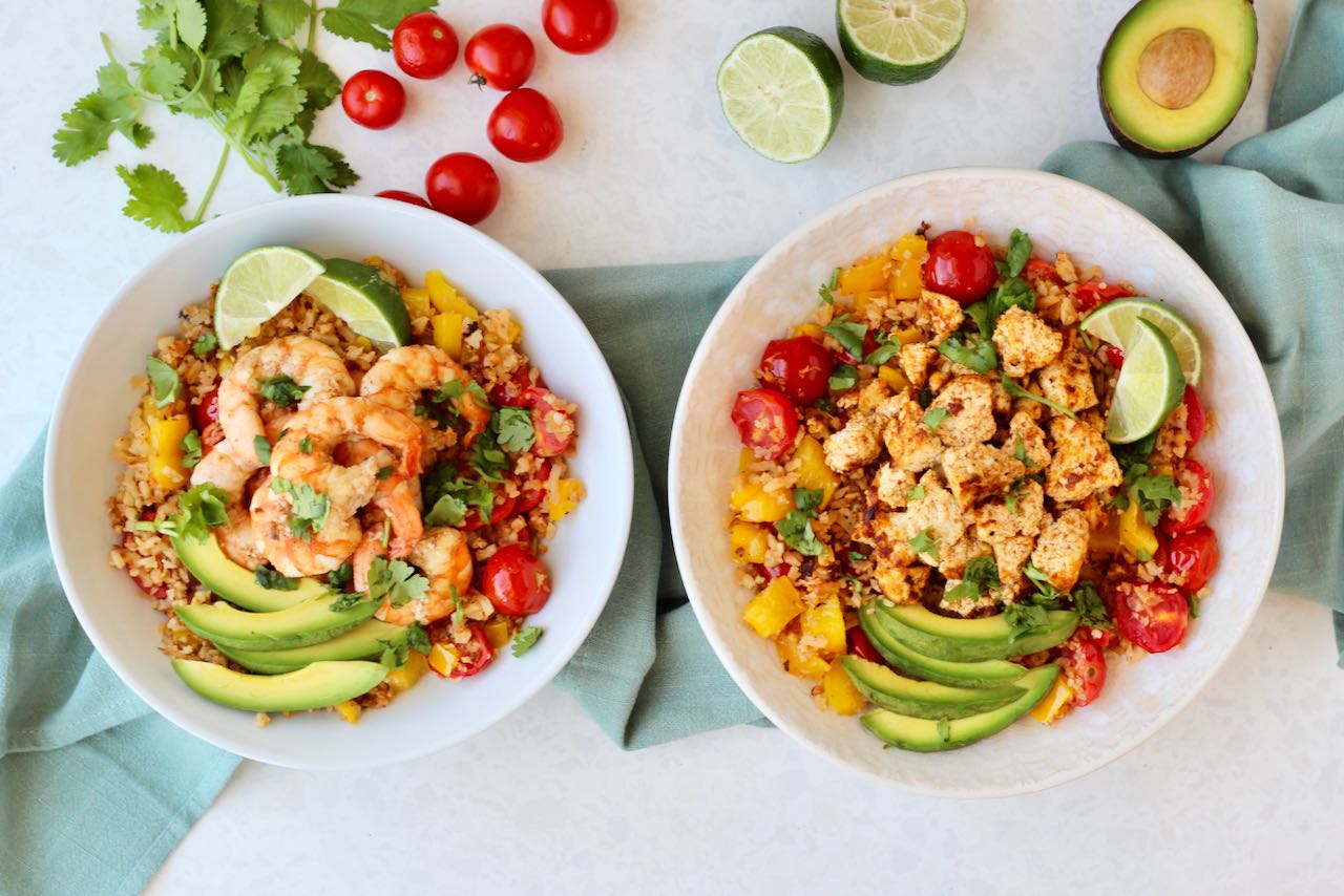 Cauliflower Rice Protein Bowl - Cheerful Choices