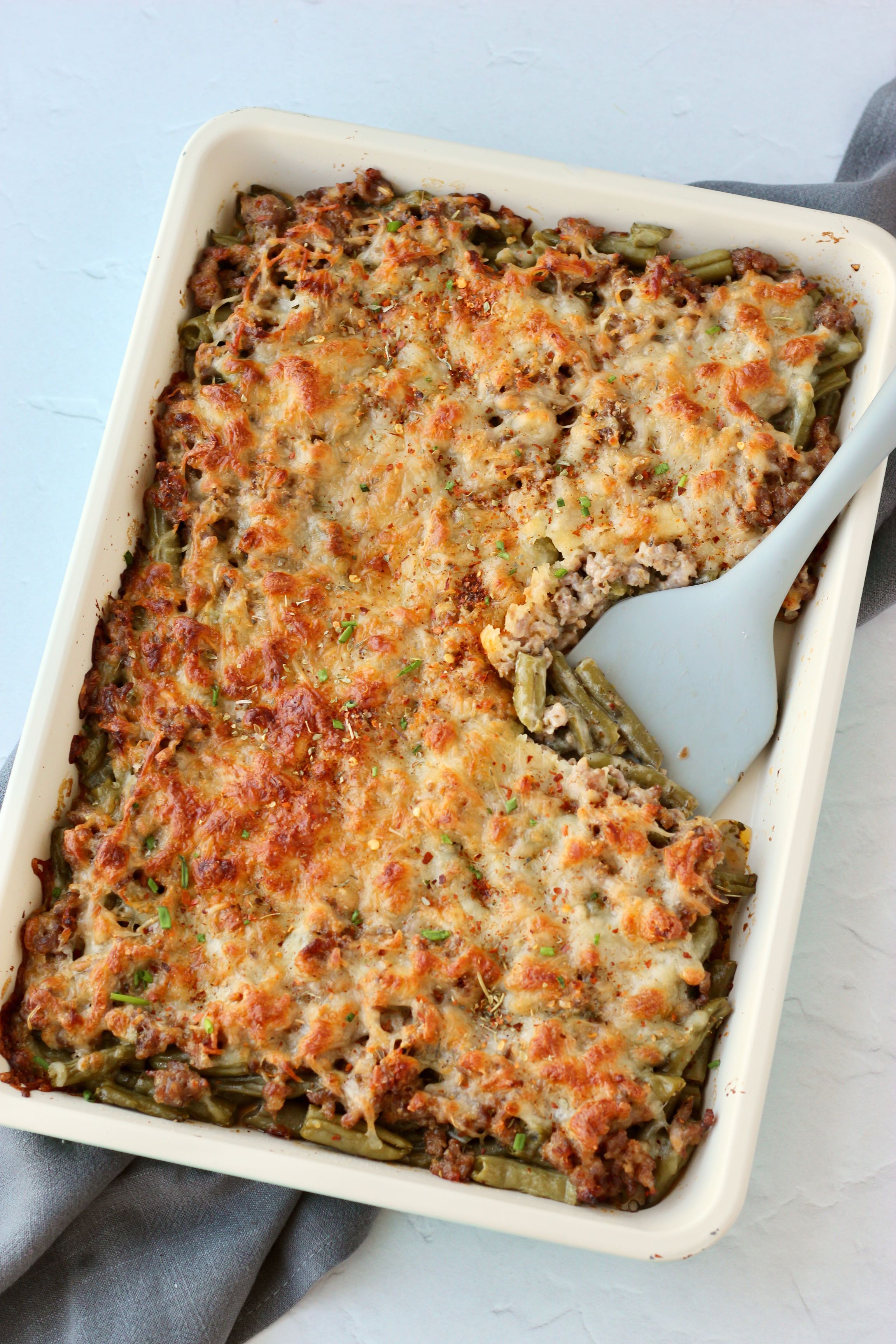 Sheet Pan Green Beans with Alfredo Sausage - Cheerful Choices