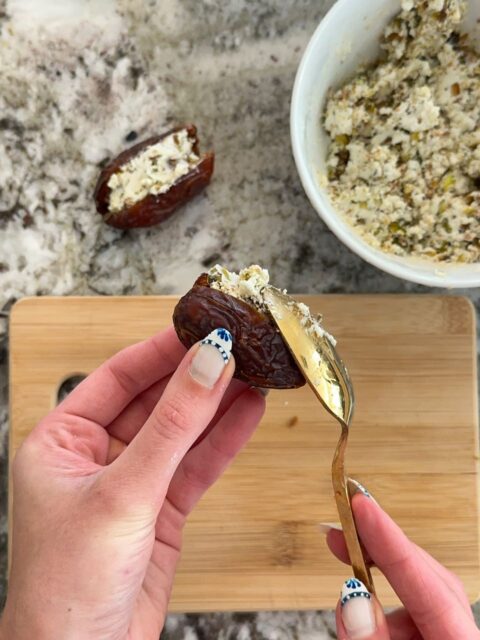 4-Ingredient Goat Cheese Stuffed Dates - Cheerful Choices
